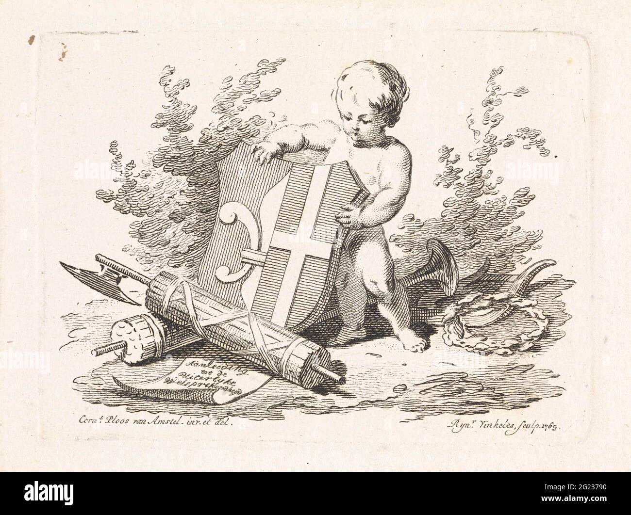 Putto mit einem Schild mit der Waffe der Peitscher Stockfotografie - Alamy