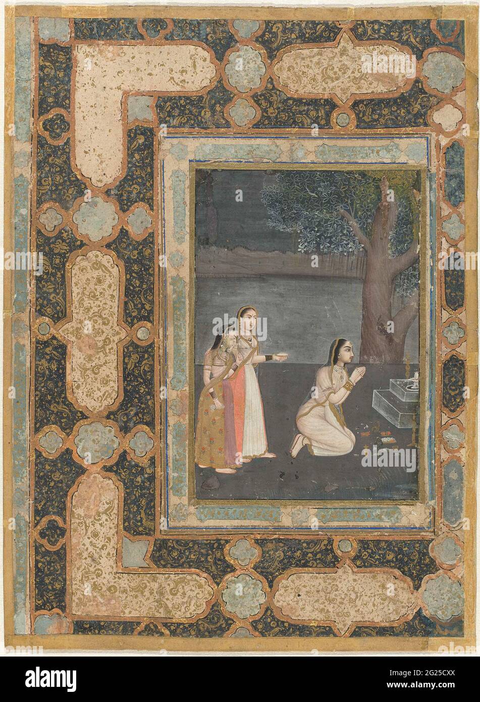 Frauen für einen Linga-Altar (Bhairavi ragini). Eine hohe Dame kniet ...