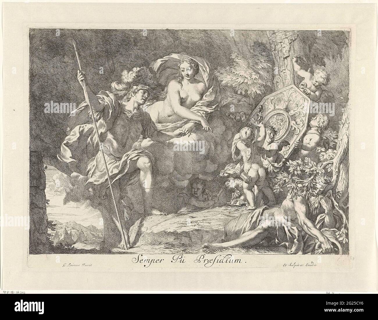 Venus spendet Aeneas Waffen; Semper PII Präsidium. Venus zeigt Aeneas ...