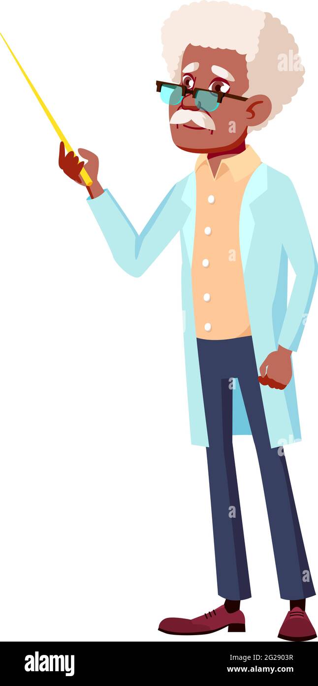 Alter Mann Professor zeigt auf Formel auf Tafel Cartoon Vektor Stock ...