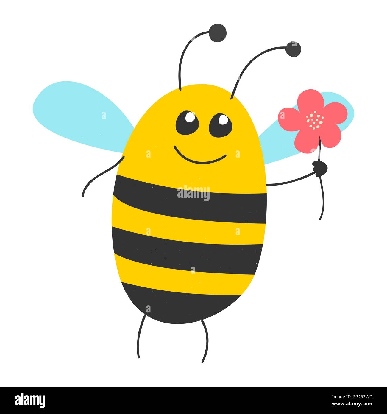 Cute Cartoon Biene im Cartoon-Stil auf weißem Hintergrund. Vektorgrafik ...