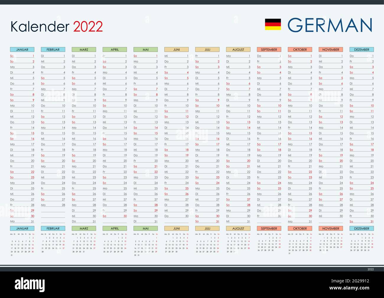 Deutsches kalender 2022 Stock-Vektorgrafiken kaufen - Alamy