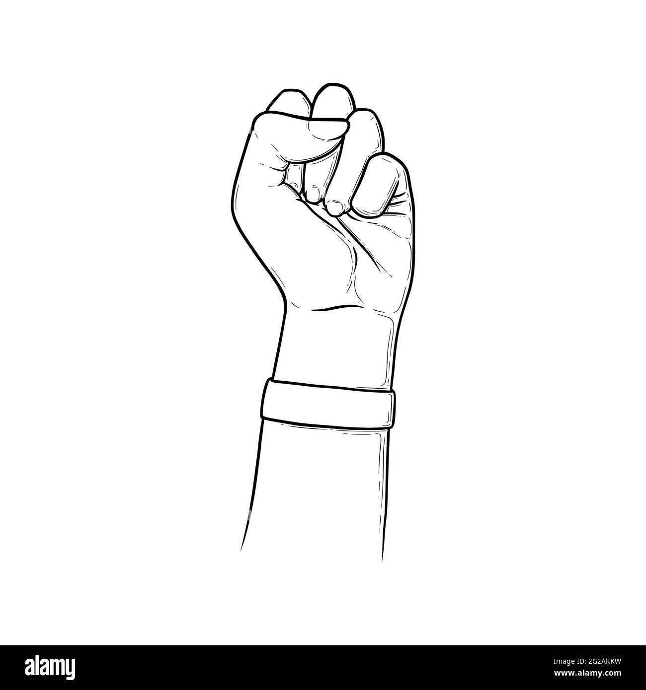 Faust in der Luft angehoben. Handbewegung als Symbol für Kampf ...