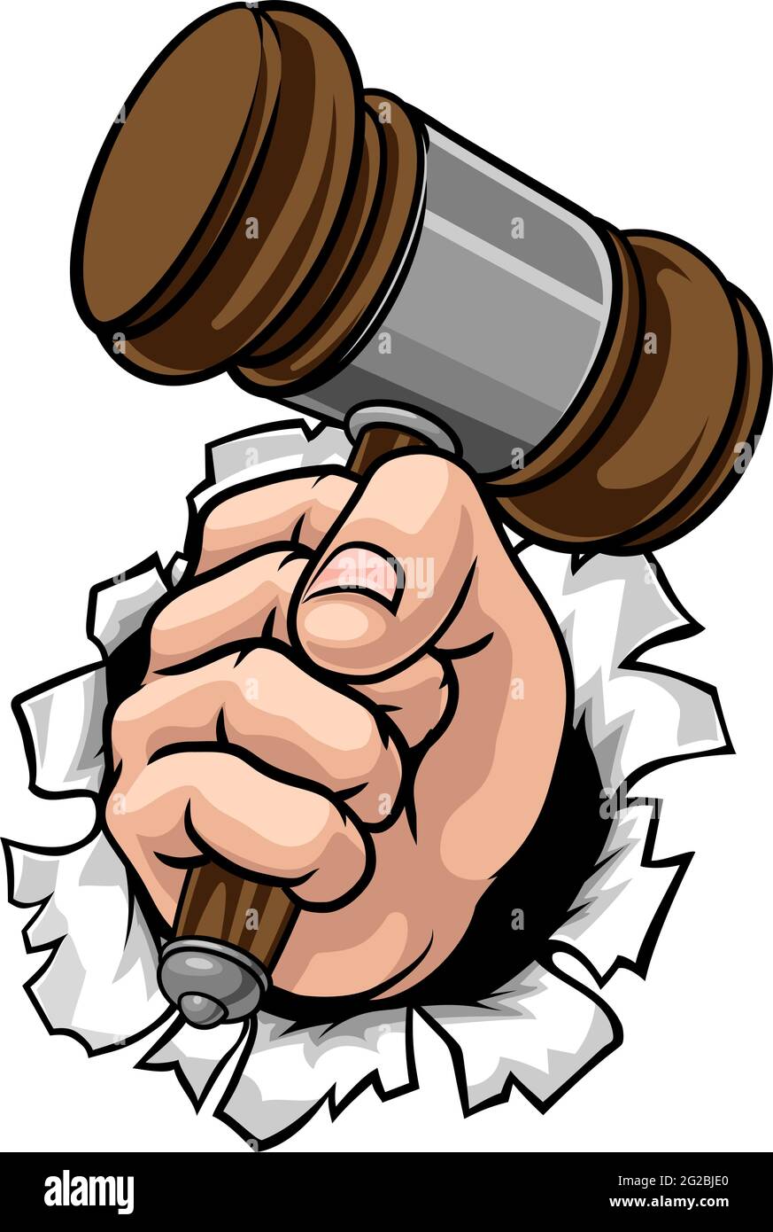 Faust Hand Richter Hammer Hammer Cartoon Stock-Vektorgrafik - Alamy