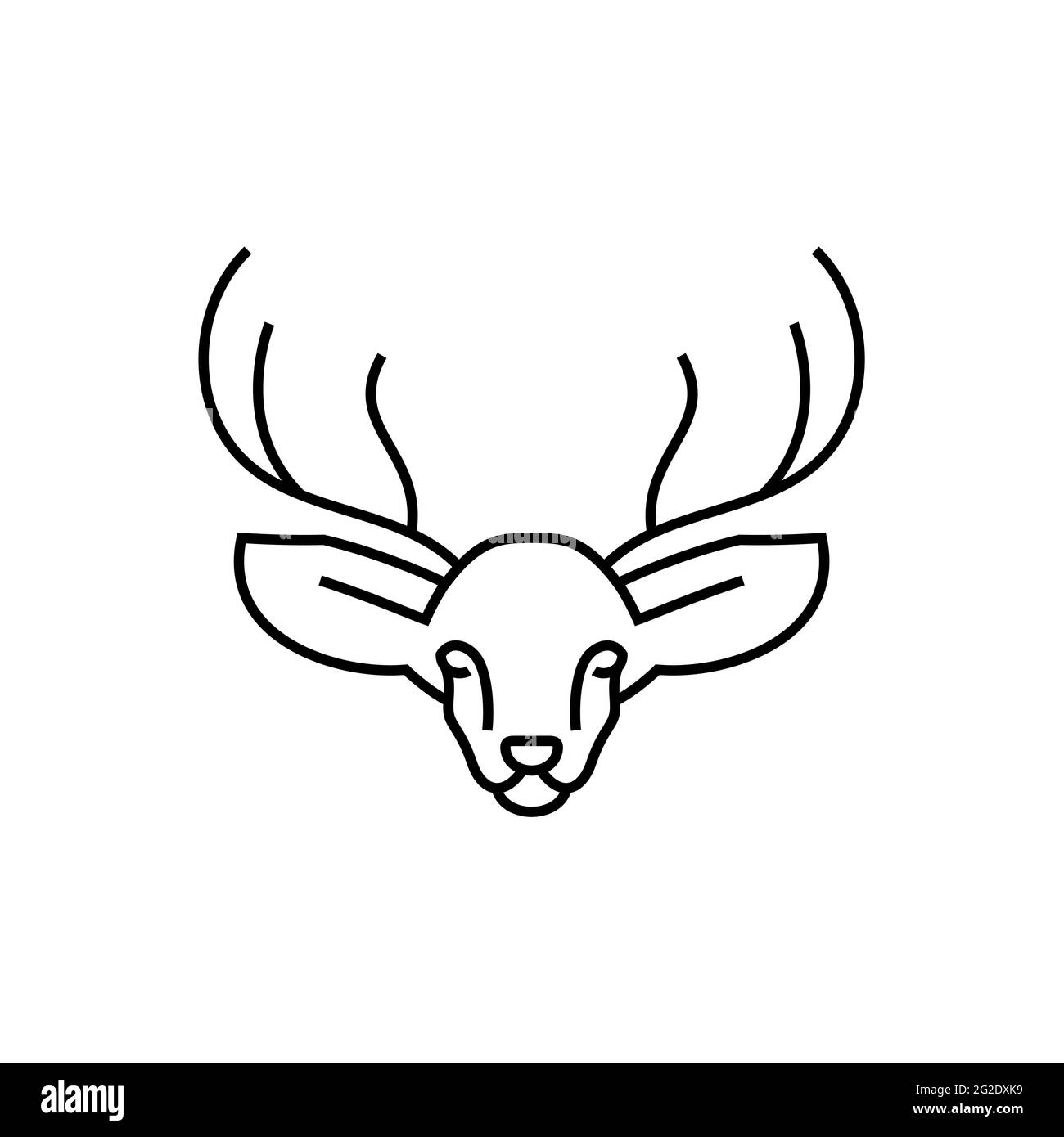 Hirschgeweih Linie Kunst Logo Design Vektor Stock-Vektorgrafik - Alamy