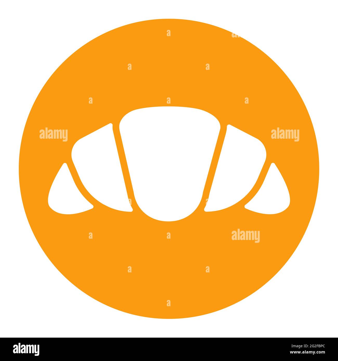 Weißes Glyphen-Symbol mit Croissant-Vektor. Schild für Fast Food. Graph ... Weißes Glyphen-Symbol mit Croissant-Vektor. Schild für Fast Food. Graph ...