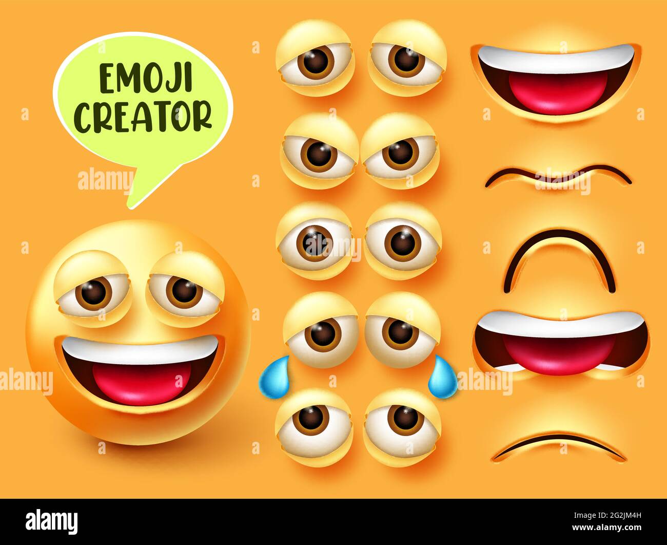 Emoji Creator Vektor Smiley gesetzt. Emoticon 3d Charakter in Mimik von ...