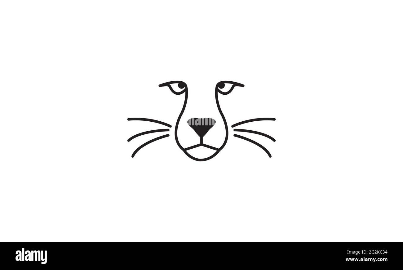 Linien einfaches Gesicht Gepard Logo Vektor Symbol Illustration Design ...