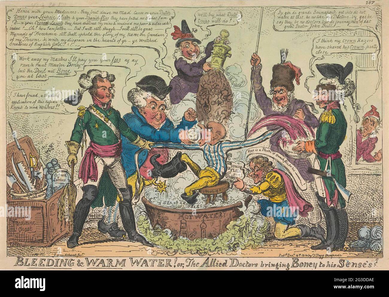 Napoleon in Bath, 1813; Blutungen und heißes Wasser! Oder die Allied ...
