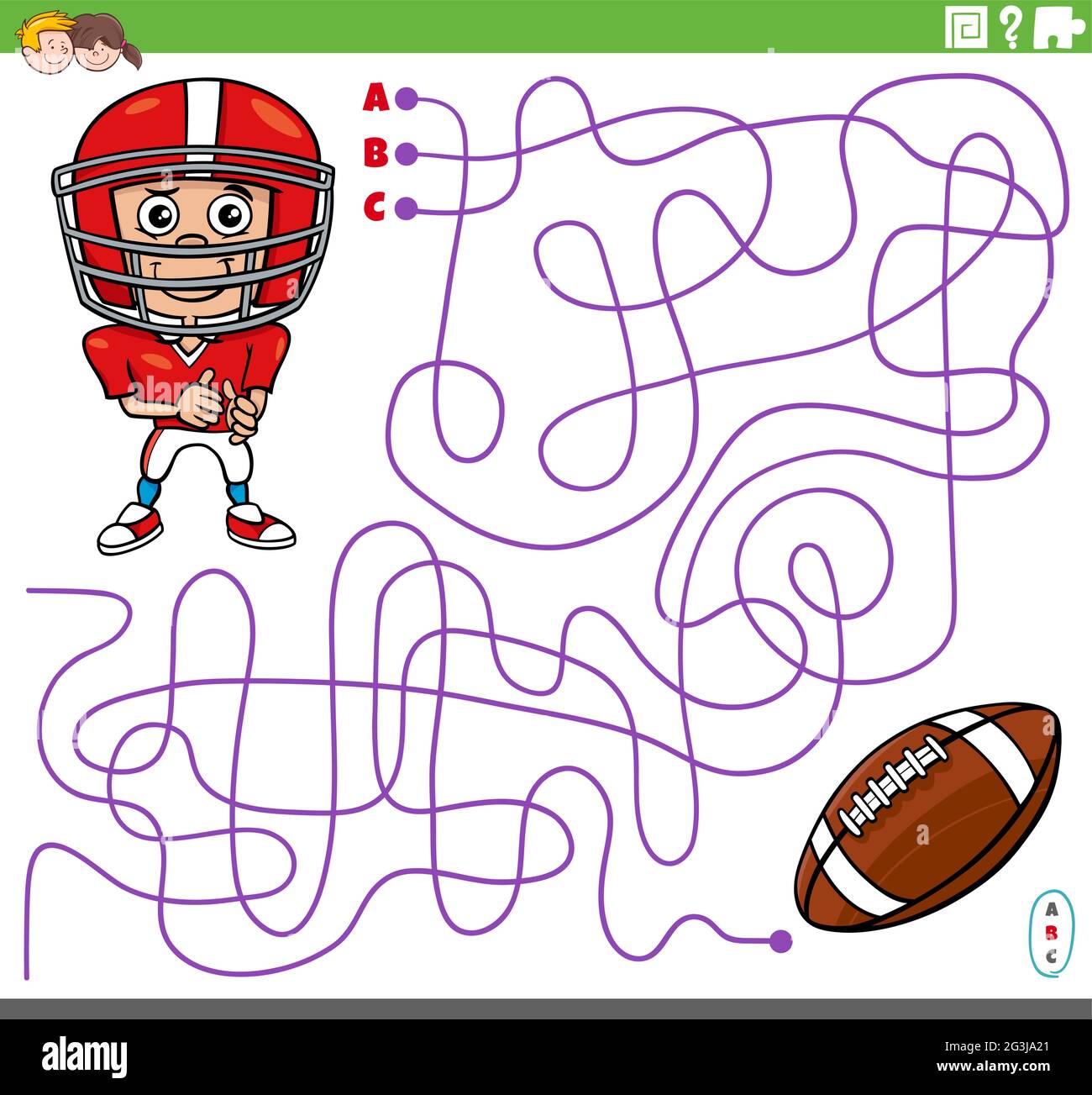 Cartoon Illustration von Linien Labyrinth Puzzle-Spiel mit ...