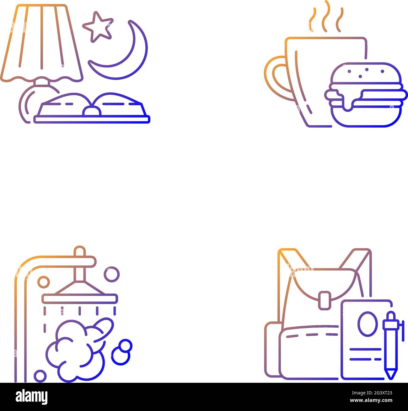Symbole für lineare Vektorgrafiken für Tageszeiten und ...