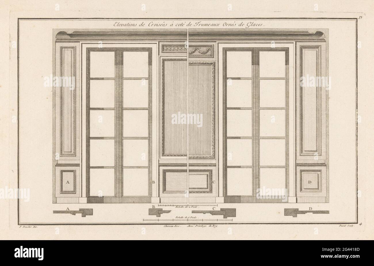 Zwei Fenster und Paneele; Elevations de Croisées à Coté de Trupeaux ...