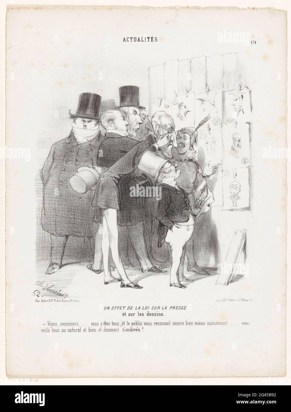 Karikatur zum französischen Pressegesetz von 1852; UN Effet de la Lois ...