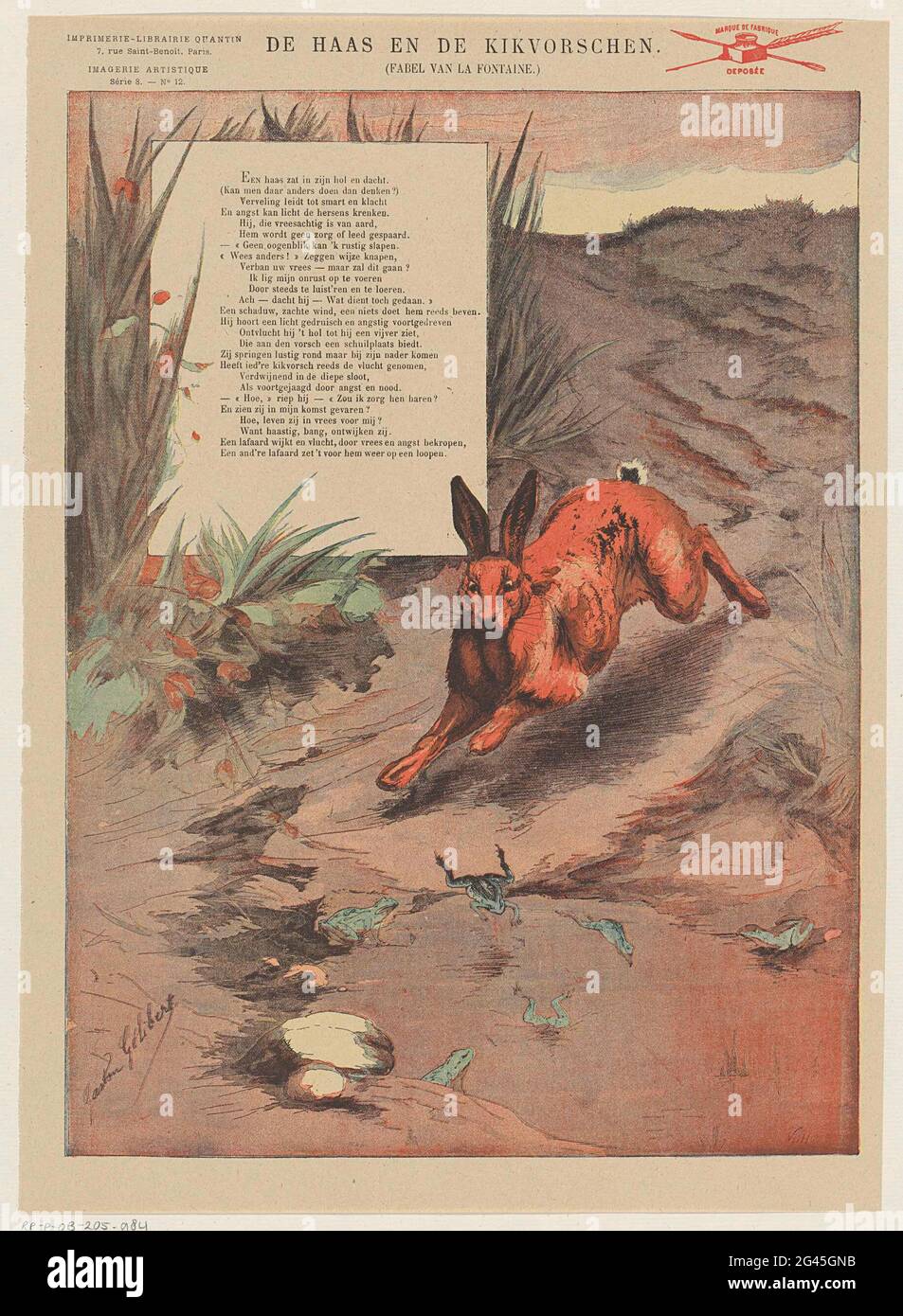 Der Hase und die Frösche; La Fontaine Fabel; Imagerie Artistique ...