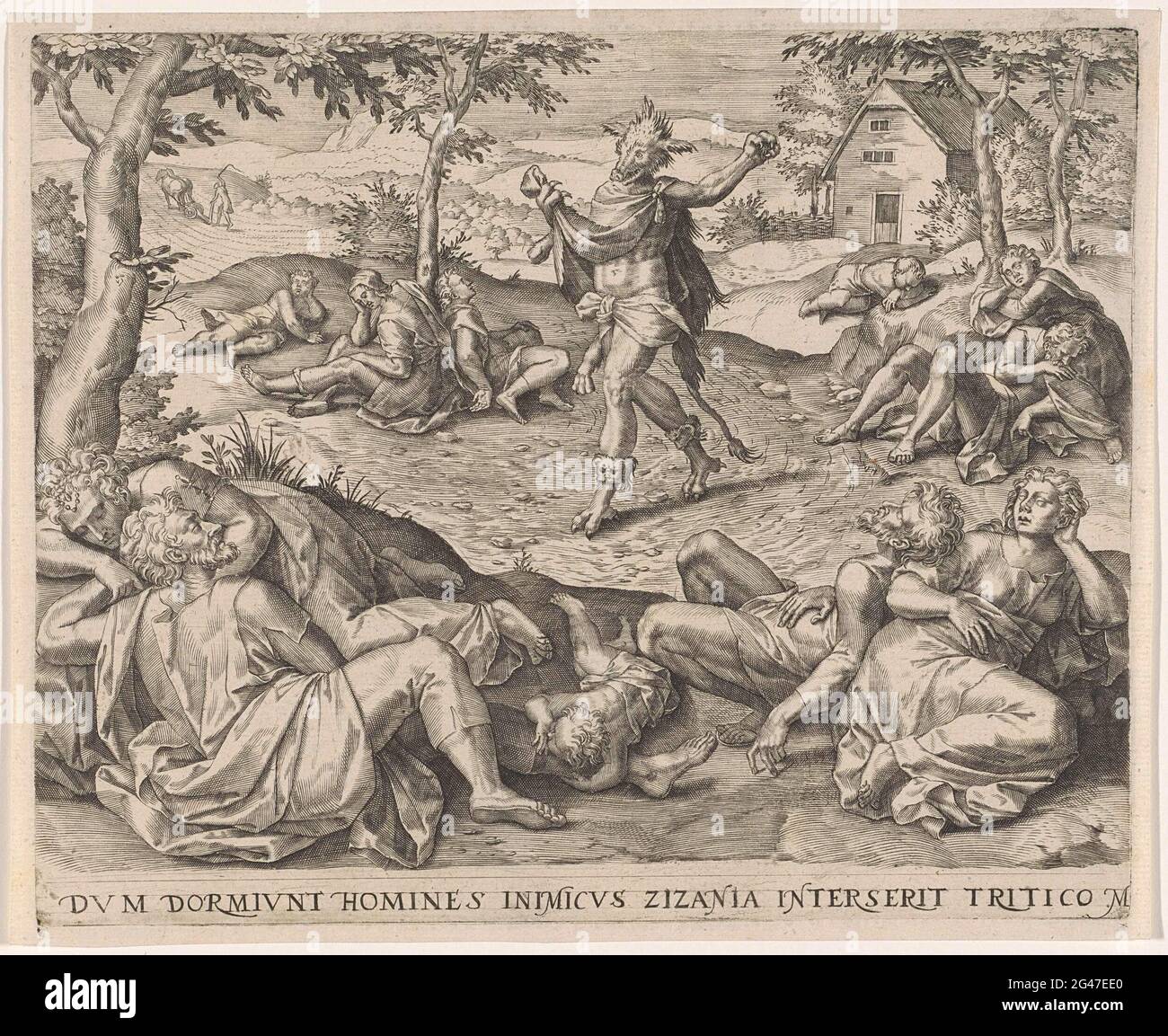 Satan sät Unkraut zwischen das Korn; Ähnlichkeit des Sämanns. Während der Wirt und seine Diener ...