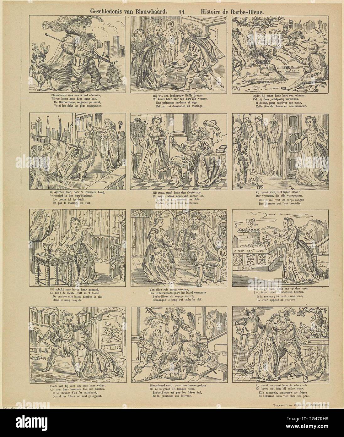 Geschichte von Blaubart / Histoire de Barbe-Bleue. Blatt mit 12 ...