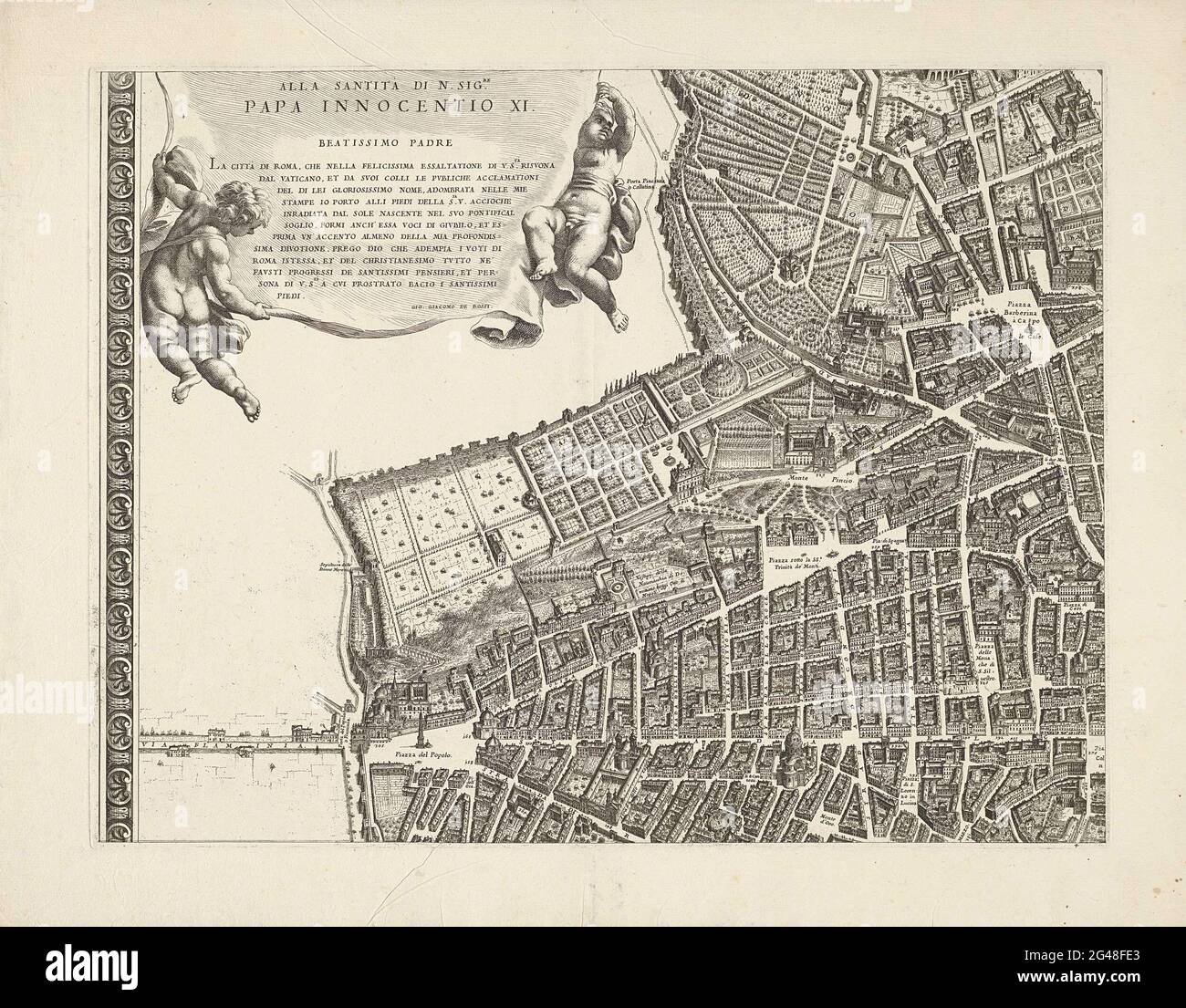 Plattegrond van de Stad Rom; Neue Pflanzen und aufgewachsen der Stadt ...