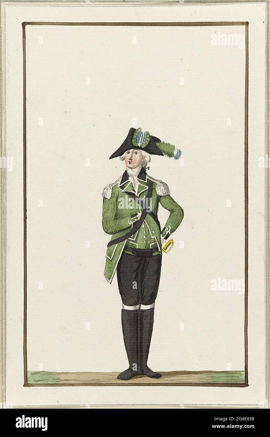 . Uniform der Jäger von Kampen. Teil einer Serie von 32 Zeichnungen der ...