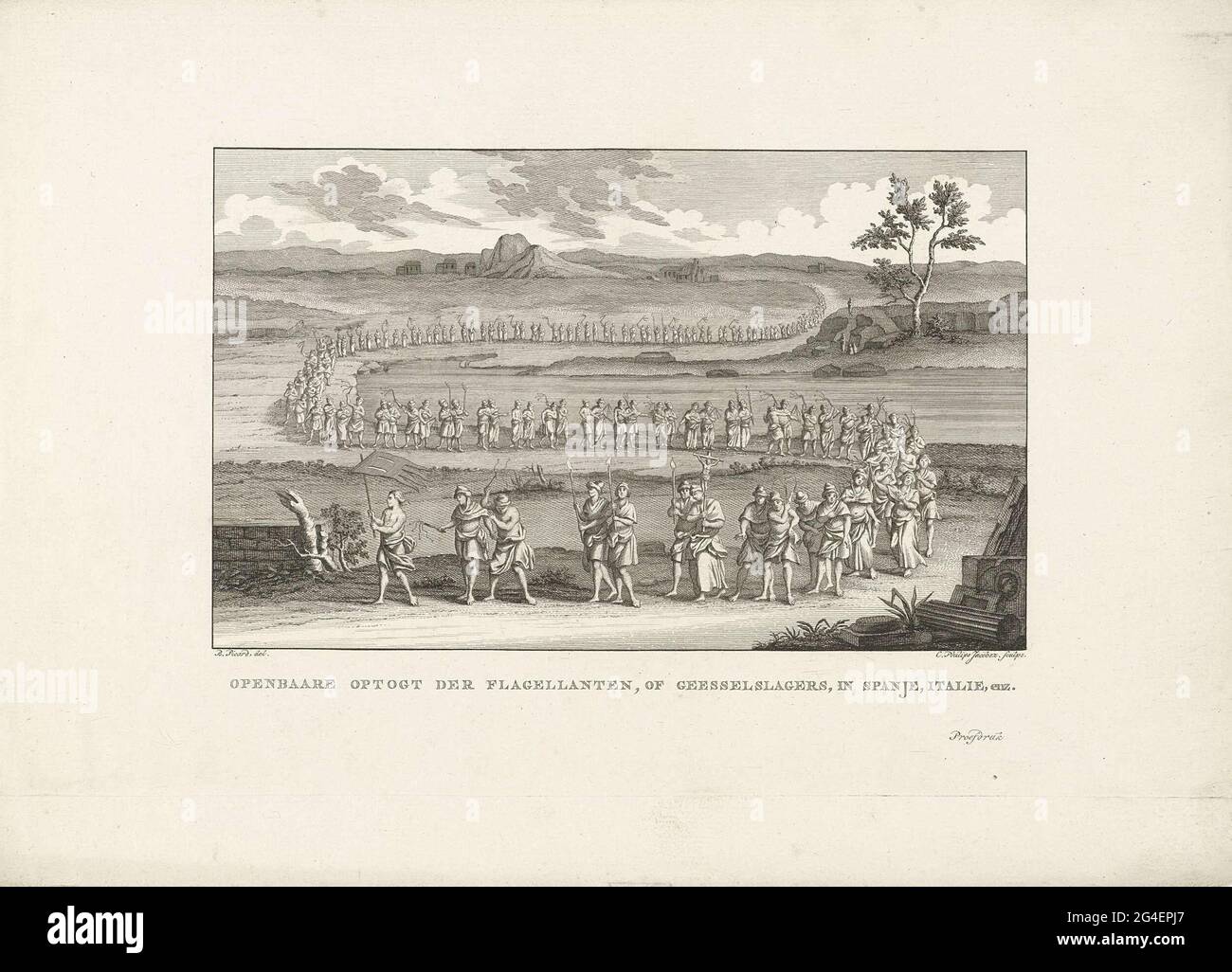 . Landschaft mit einer Prozession von Flagellanten. Diese waren ...