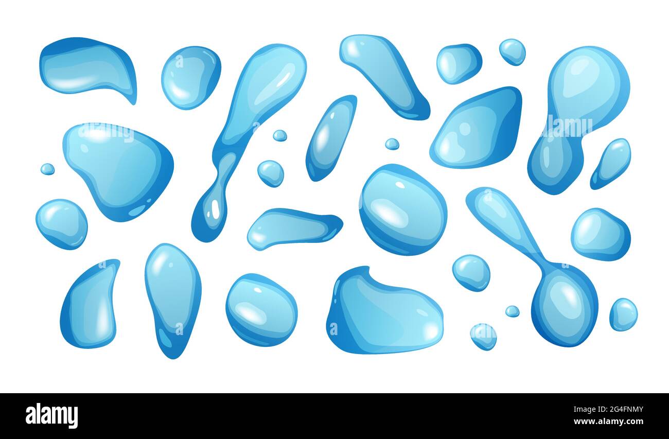 Blaue reine Wassertropfen Set Cartoon Vektor Illustration Stock ...