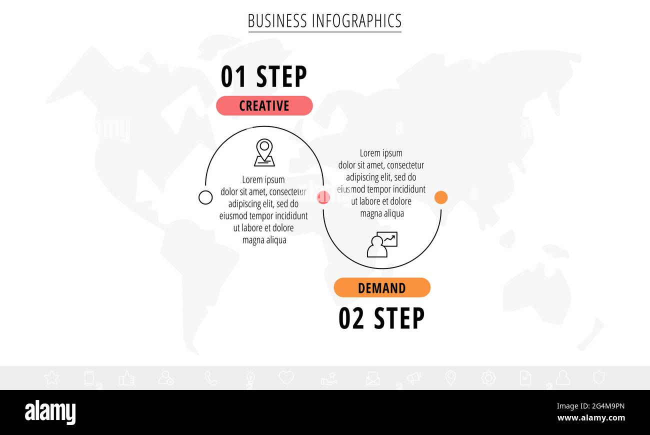 Linie minimale Infografiken Zeitachse mit zwei Schritten ...