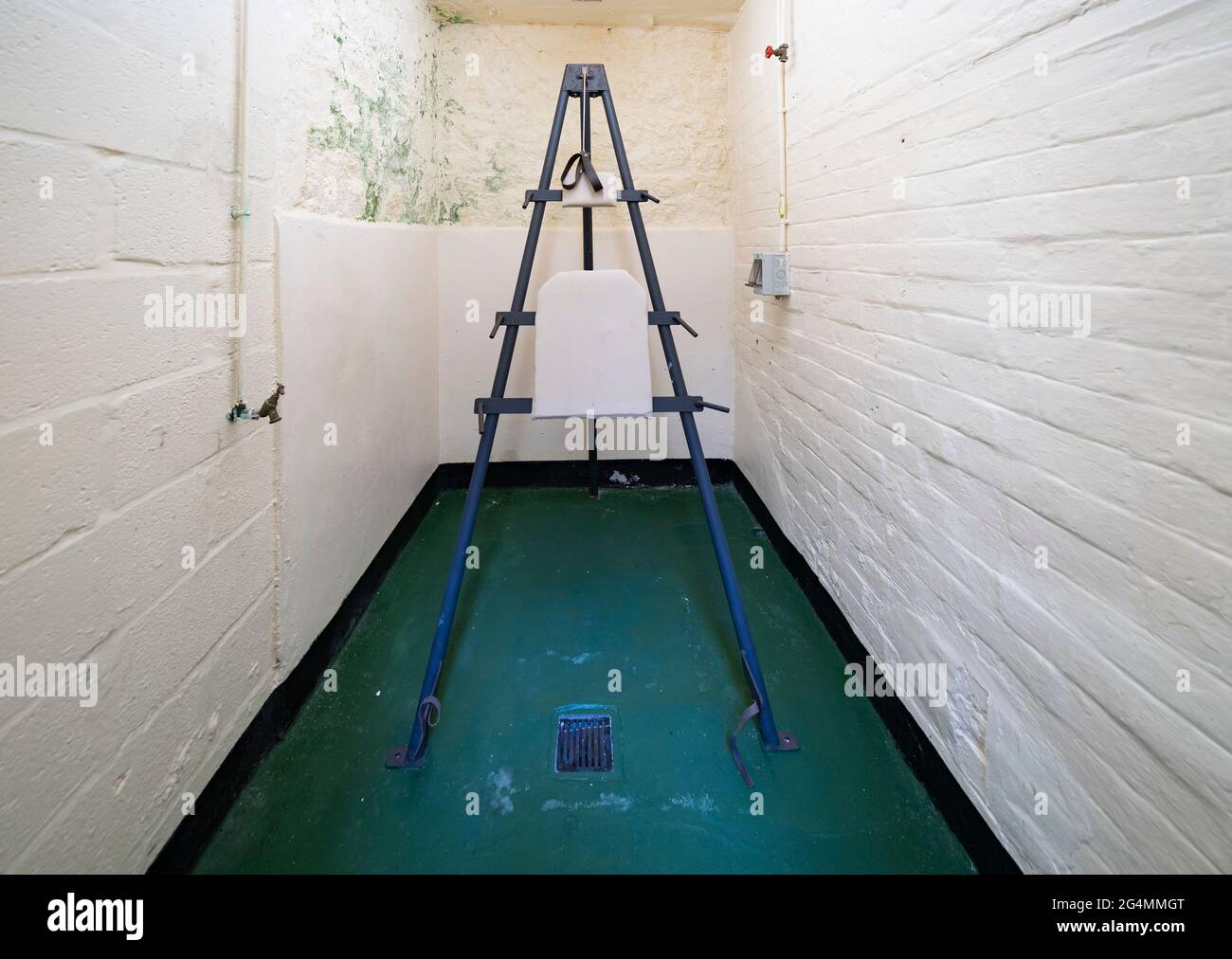 Ein Rahmen, in dem Gefangene im Peterhead Prison Museum in Peterhead ...