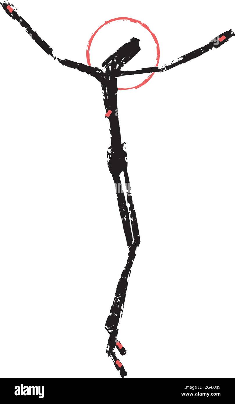 Handgezeichnete Illustration oder Zeichnung von Jesus Christus am Kreuz Stock-Vektorgrafik - Alamy