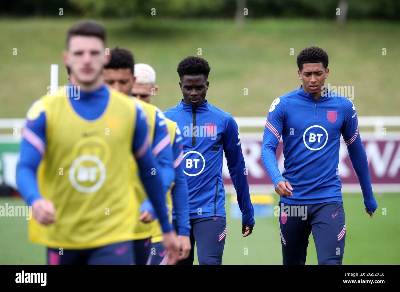 Der englische Jude Bellingham (rechts) während eines Trainings im St ...
