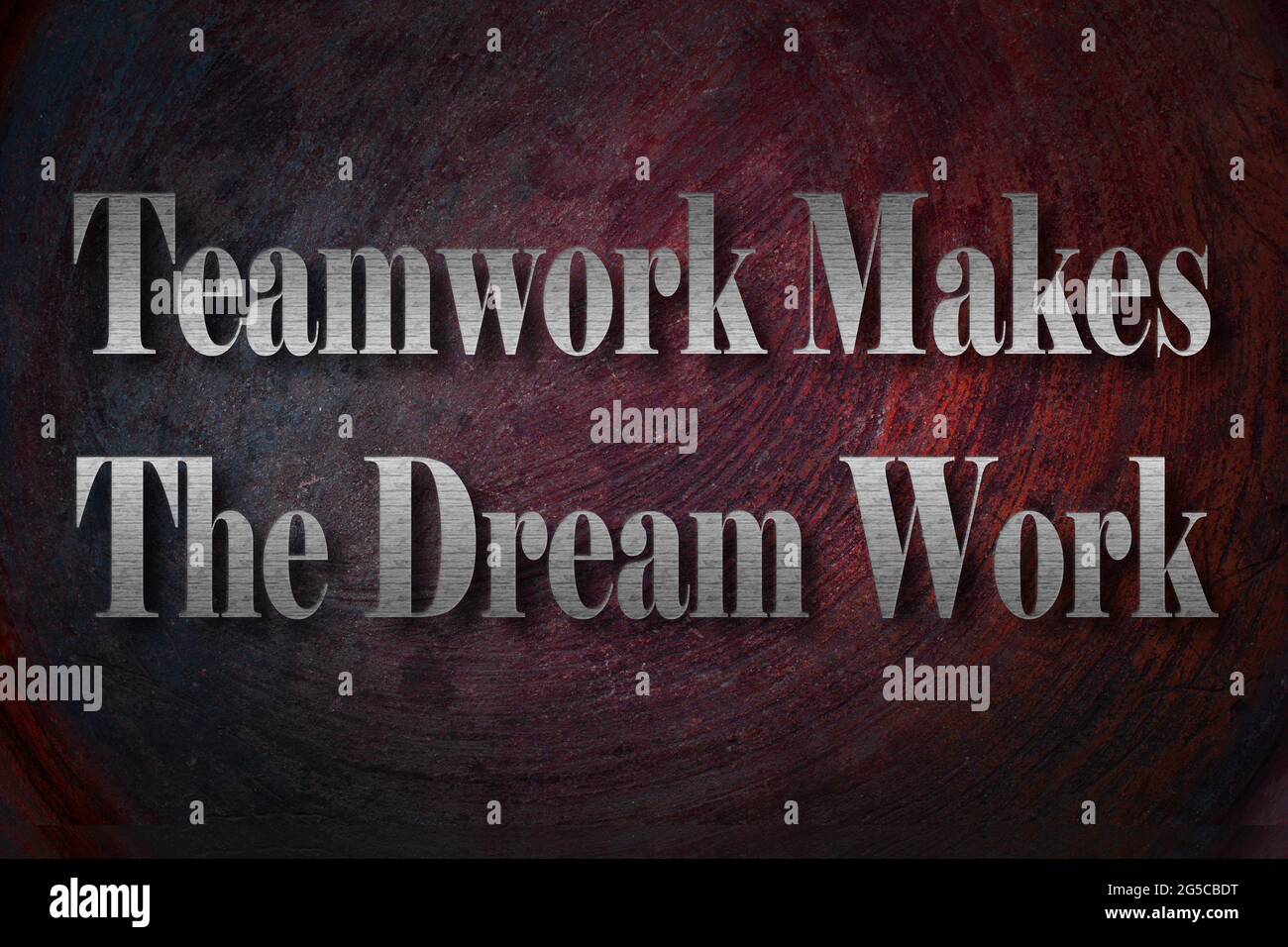 Teamarbeit macht den Traum Arbeit Text auf Hintergrund Stockfotografie ...