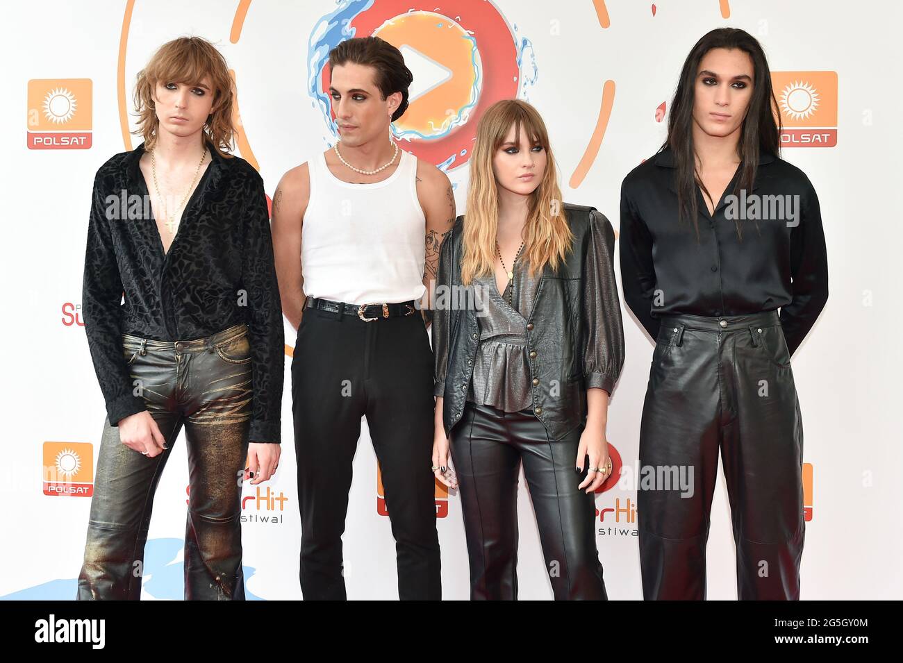 Thomas Raggi, Damiano David, Victoria De Angelis und Ethan Torchio von Maneskin im Polsat ...