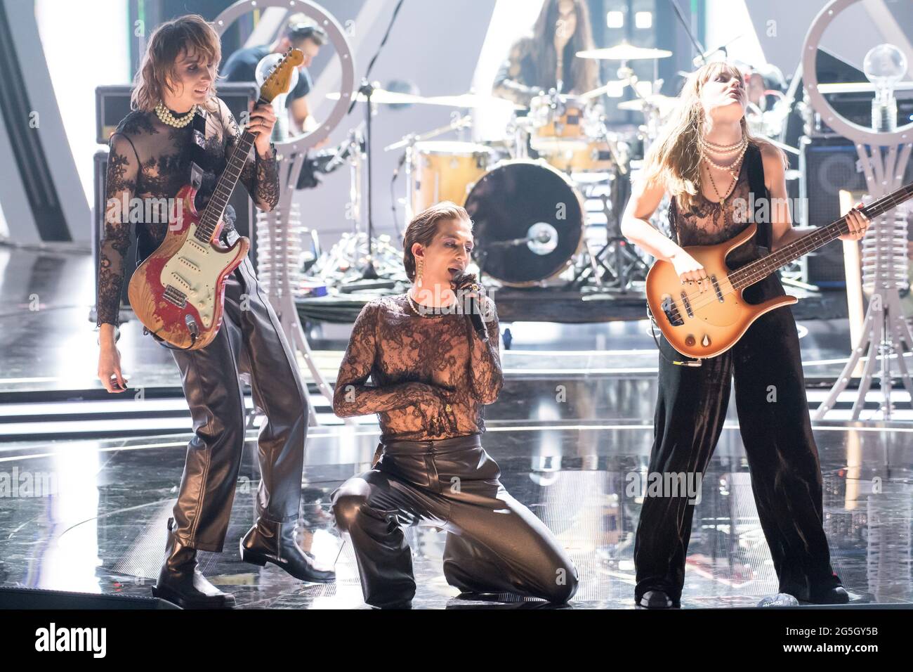 Thomas Raggi, Damiano David, Victoria De Angelis und Ethan Torchio von Måneskin im Polsat ...