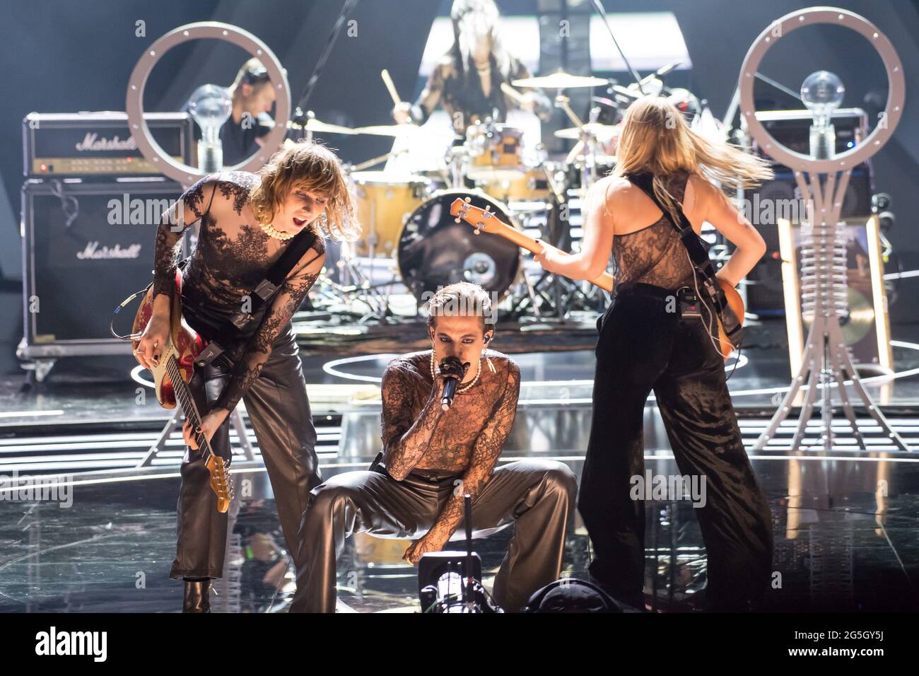 Thomas Raggi, Damiano David, Victoria De Angelis und Ethan Torchio von Måneskin im Polsat ...