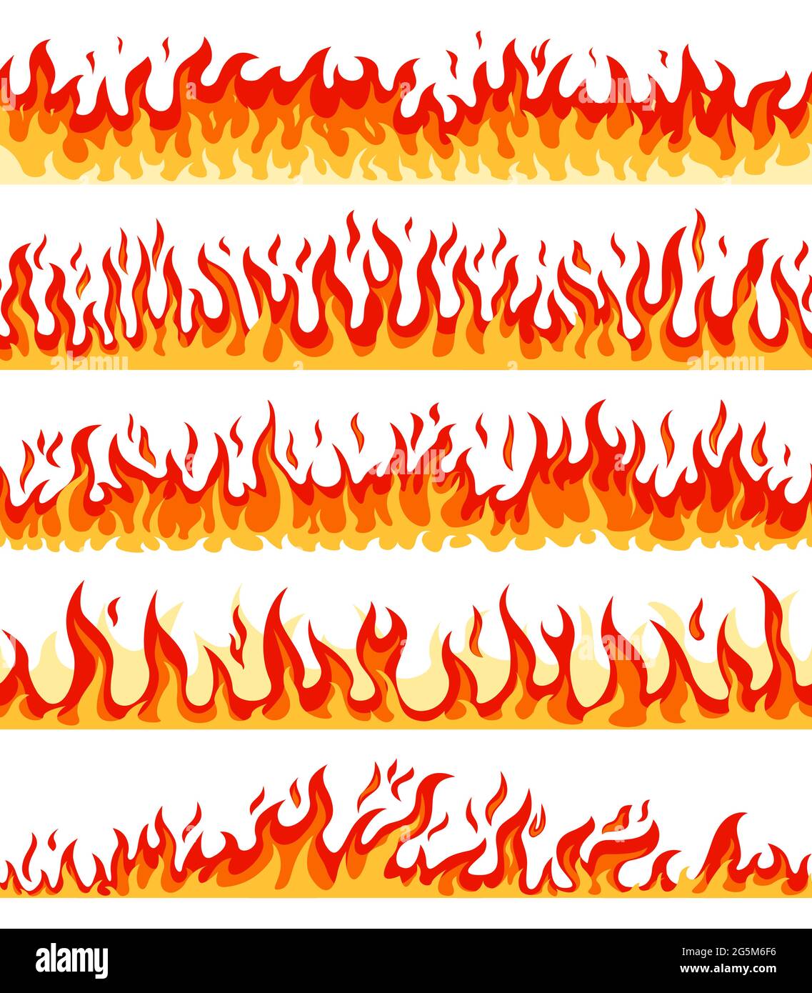Cartoon Flammenumrandung. Rote oder orange heiße Flammen, lodernde ...