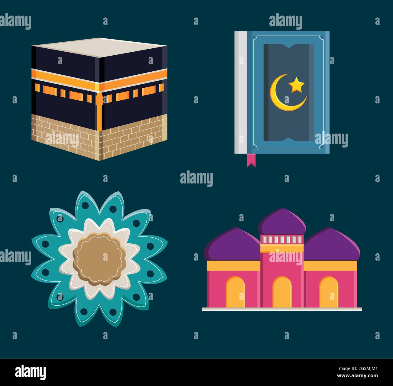 islamische Symbole Icon Set Design Stock-Vektorgrafik - Alamy
