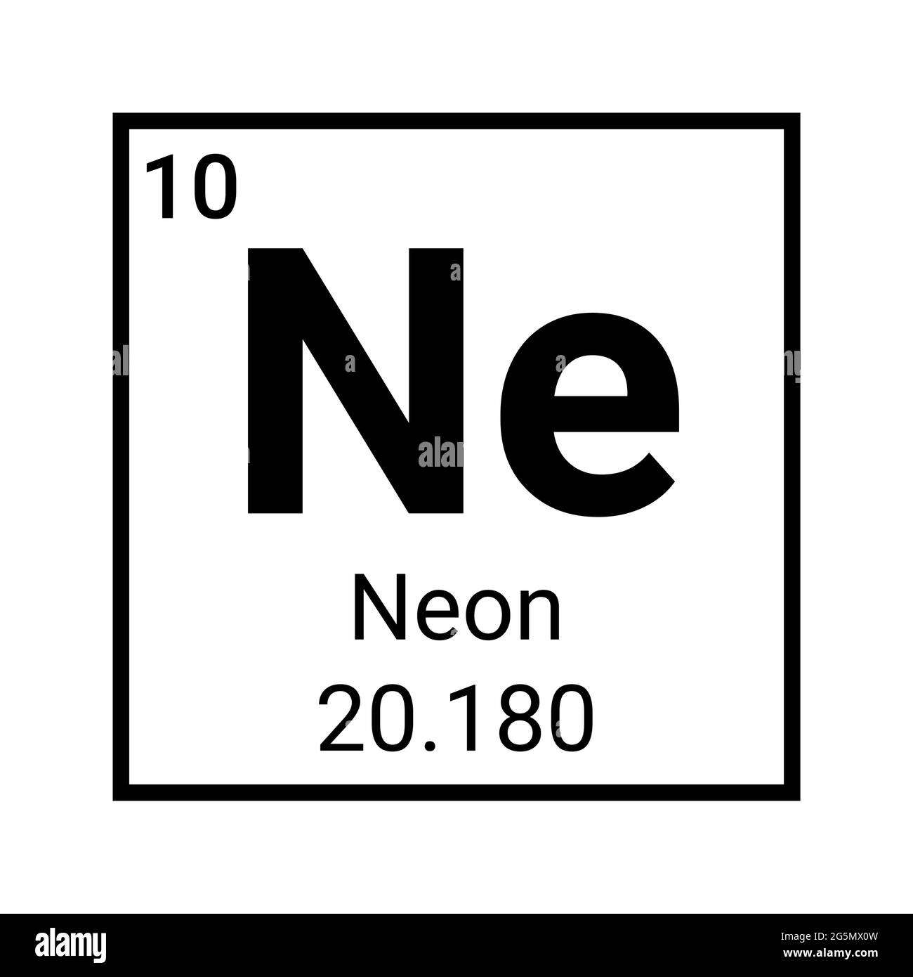 Neon-Element Periodensystem atomares Symbol. Neon Chemie Atom ...