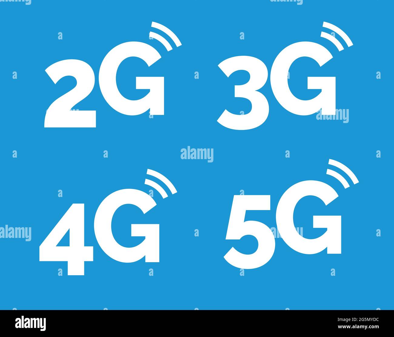 5g-Symbol, 4g-Logo auf blau. 2g Network Vector Technology 3g-Symbol ...