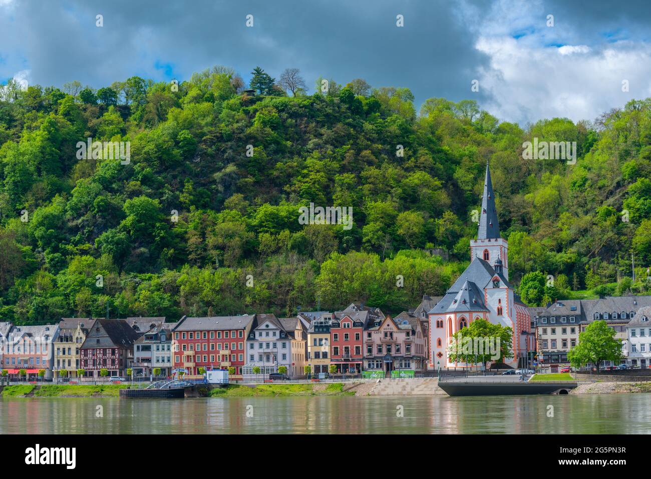 Stadtansicht St. Goar mit der Evangelischen Stiftskirche, Oberes ...