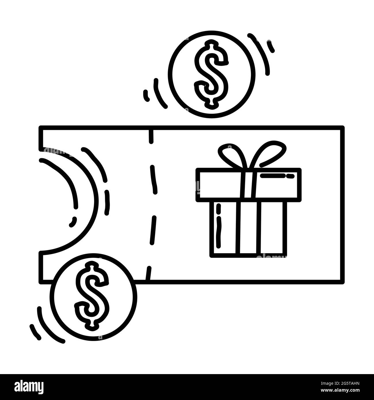 ECommerce-Gutschein. Handgezeichnetes Icon-Set, Umriss schwarz, Doodle ...