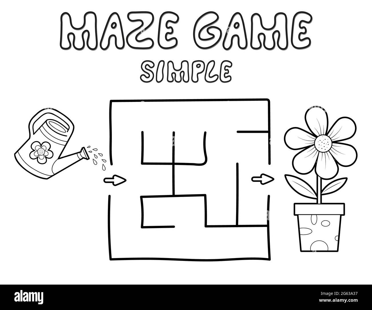Einfache Labyrinth Puzzle-Spiel für Kinder. Skizzieren Sie einfache ...