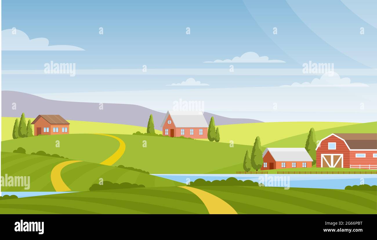Schöne ländliche landschaft Stock-Vektorgrafiken kaufen - Alamy