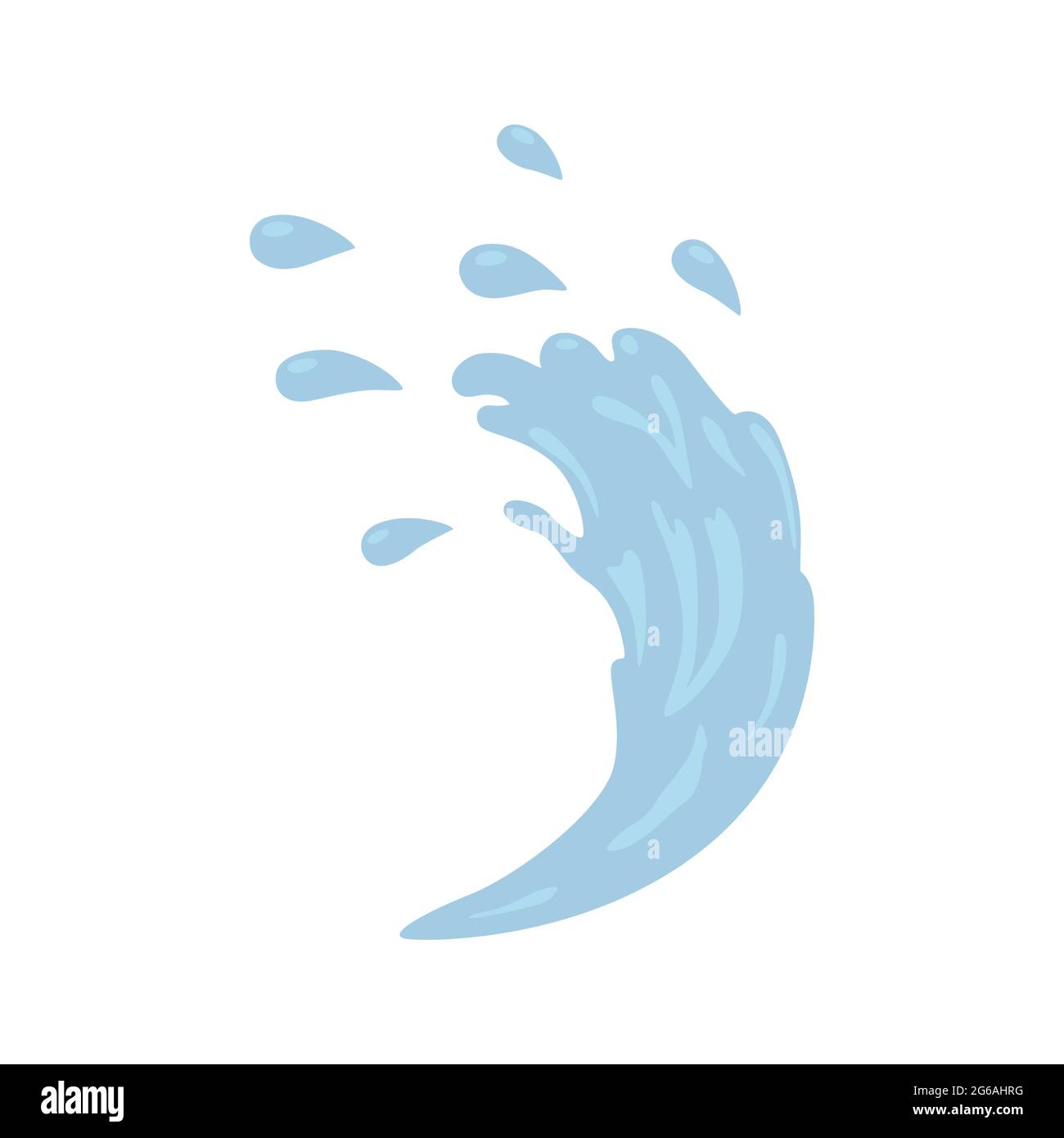 Blaue Welle und Wasserstrahl, wellige Symbole der Natur in ...