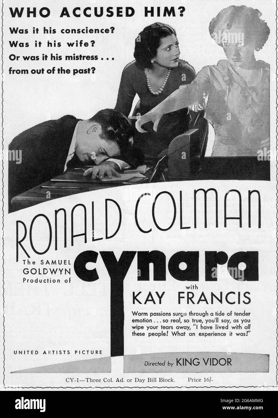 RONALD COLMAN KAY FRANCIS und PHYLLIS BARRY in CYNARA 1932 Regisseur ...