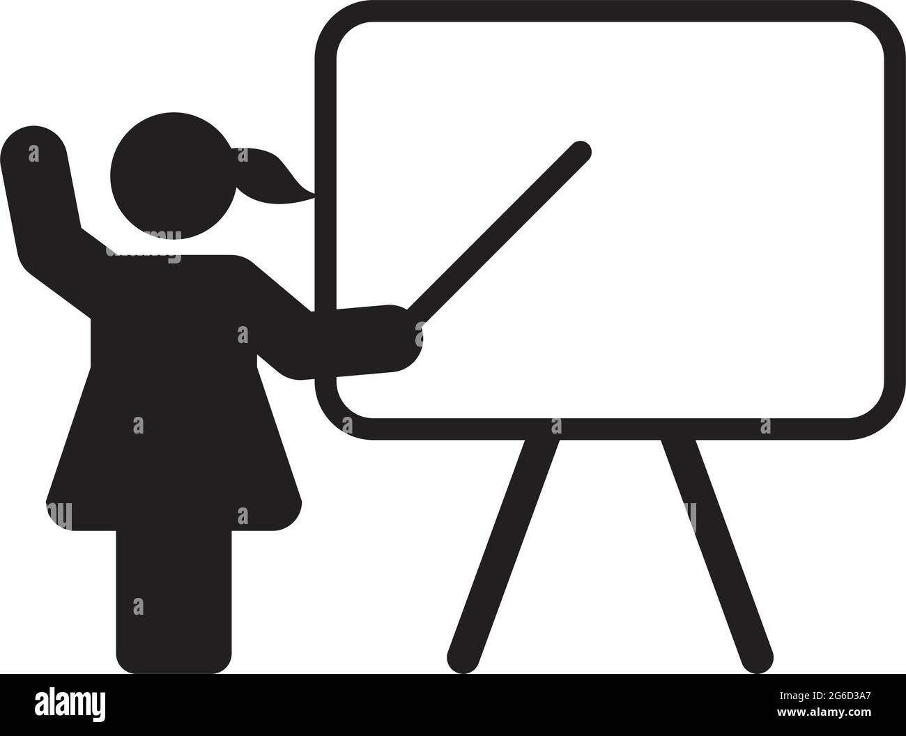 Schule Lehrer Symbol Vektor weibliche Person mit weißem Brett für ...