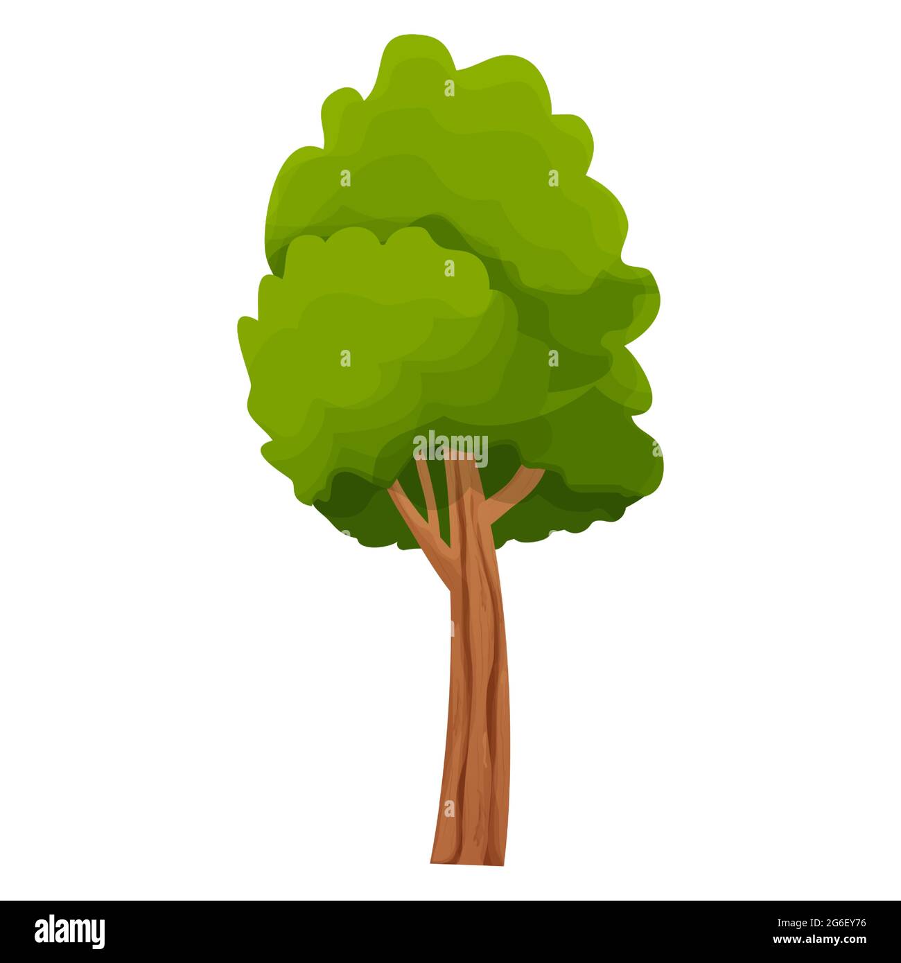 Wald-Comic-Baum, detailliert und texturiert in Cartoon-Stil isoliert ...