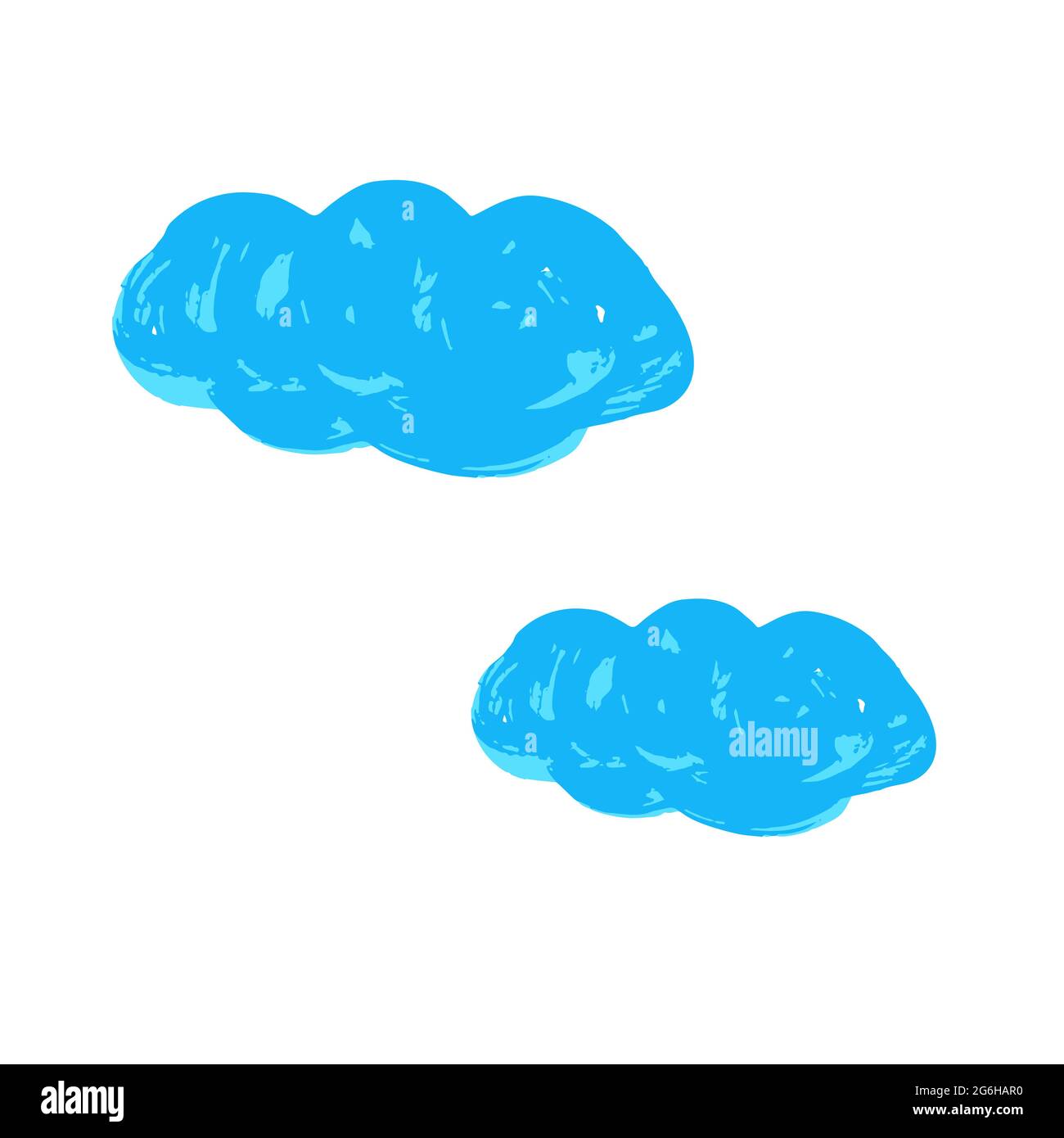 Symbol „Wolken“. Handzeichnung Farbe, Pinselzeichnung. Isoliert auf ...