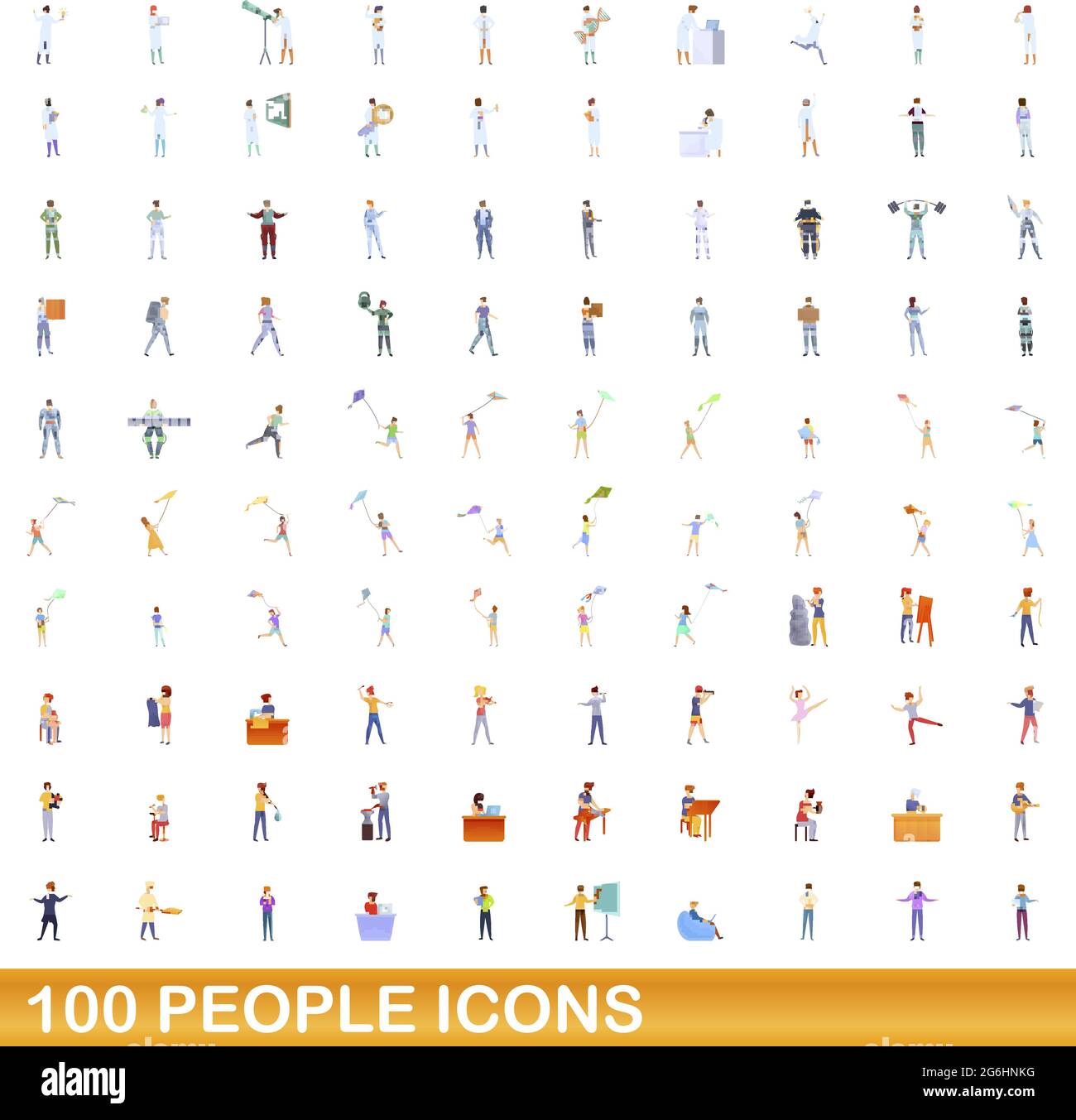 100 Personen Symbole gesetzt. Cartoon Illustration von 100 Personen ...