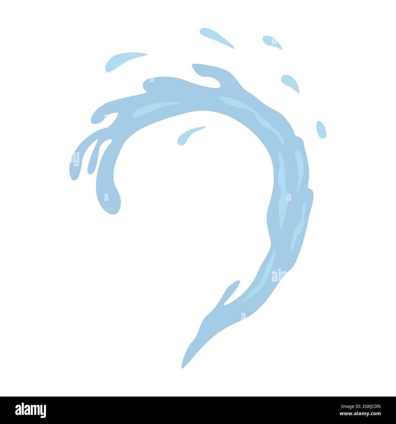 Blaue Welle und Wasserstrahl, wellige Symbole der Natur in ...