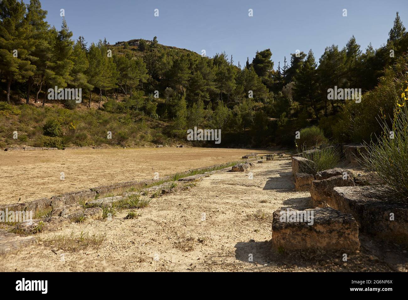 Das antike Stadion in Nemea, Korinthia, Peloponnes, Griechenland ...