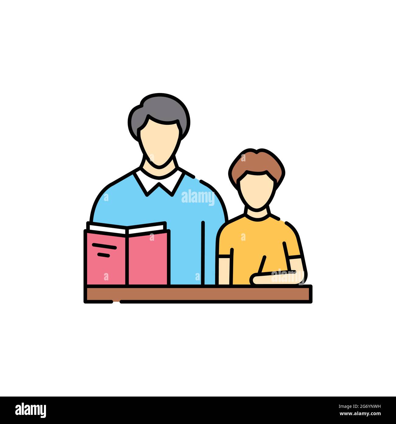 Individuelles Training mit Tutor-Leine-Symbol. Kinder lernen ...