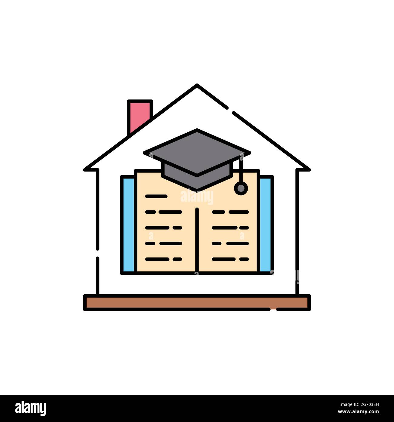 Startseite Schule Farbe Linie Symbol. Kinder lernen. Piktogramm für ...